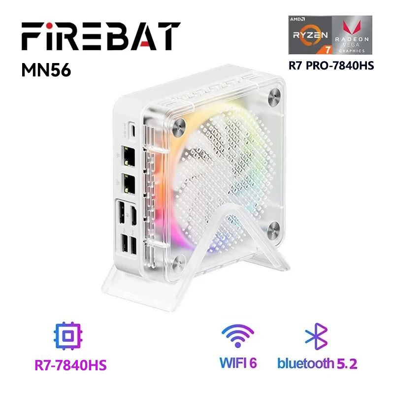 FIREBAT Мини-ПК (AMD Ryzen 7 7840HS, RAM 16 ГБ, SSD 512 ГБ, AMD Radeon ...