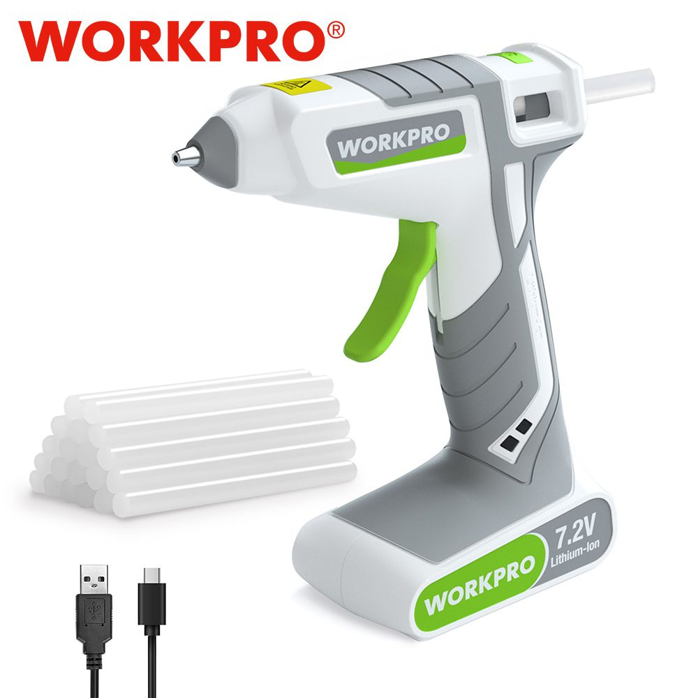 Клеевой пистолет аккумуляторный WORKPRO 7,2 В, с 20 стержнями - купить с доставкой по выгодным ...