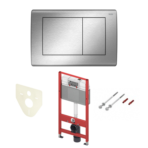 ТЕСЕ Инсталляция для подвесного унитаза TECEbase 2.0 с панелью смыва TECEplanus (нержавеющая ...