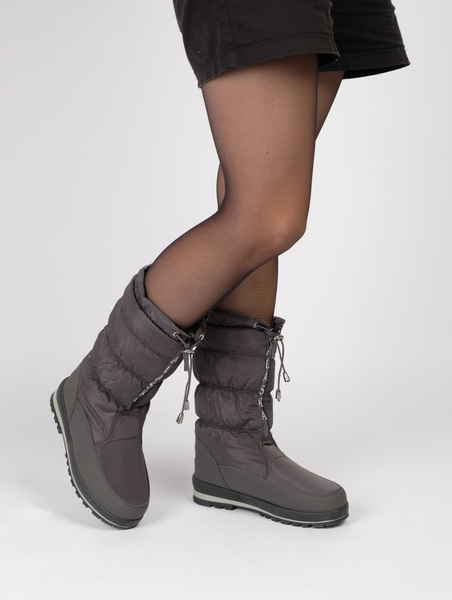 Дутики Женский SoloMax серый Текстиль Зима Молния, Шнурки R (средняя ...