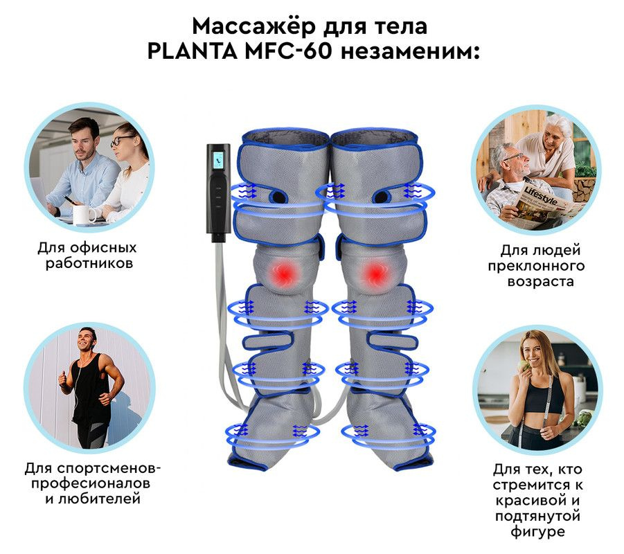 PLANTA Лимфодренажный массажер для ног MFC-60, 3 режима, прогрев ...