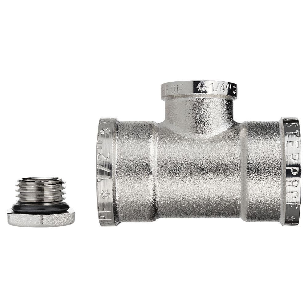 Тройник под манометр сантехнический резьбовой 1/2" х 1/4" х 1/2" в/в/в ...