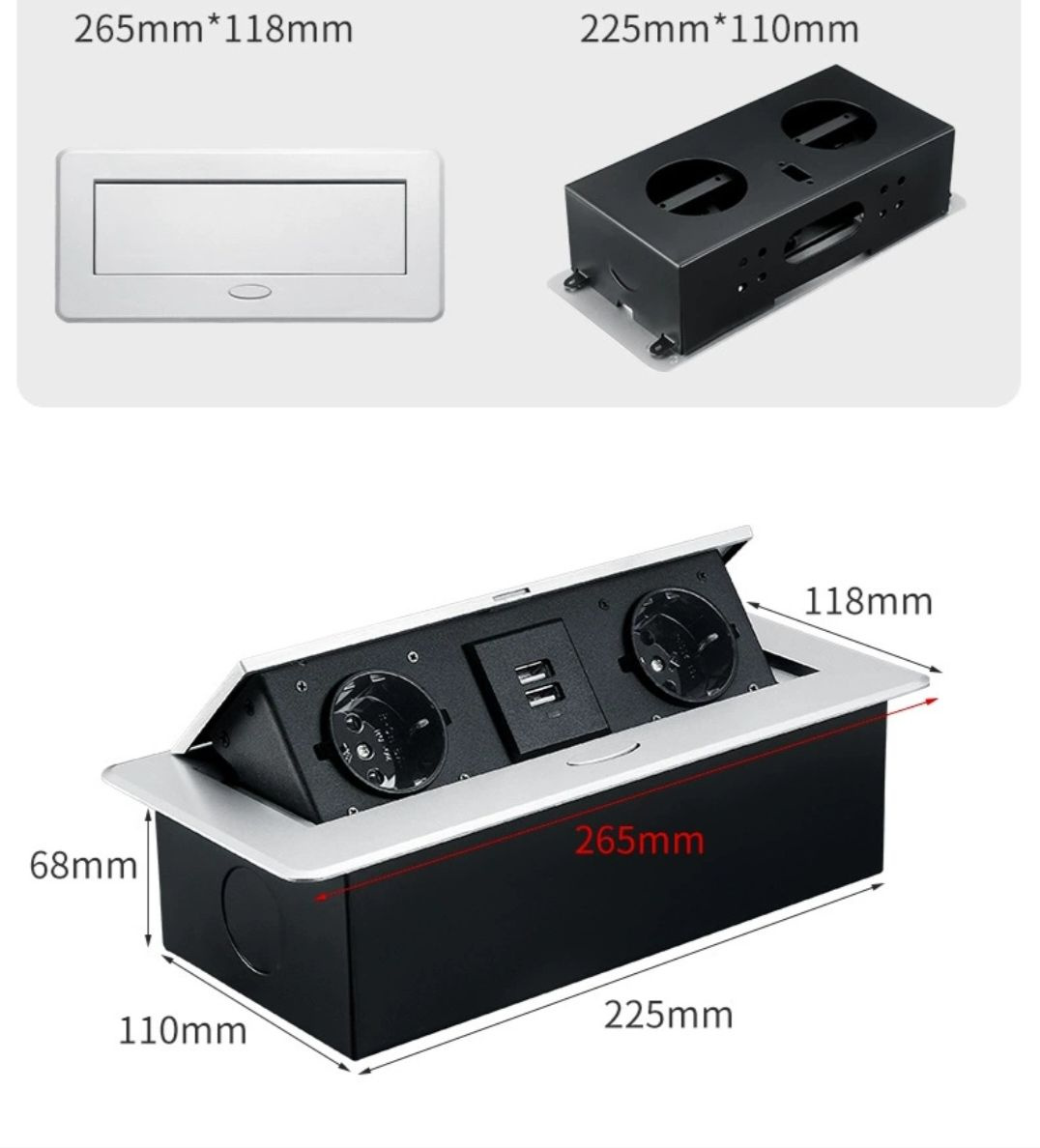 Выдвижная встраиваемая розетка с USB / Розетка в столешницу с проводом ...