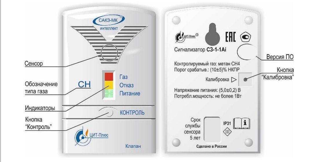 Сигнализатор загазованности САКЗ-МК-2-1Аi DN (Ду) 20 - клапан (КЗЭУГ ...