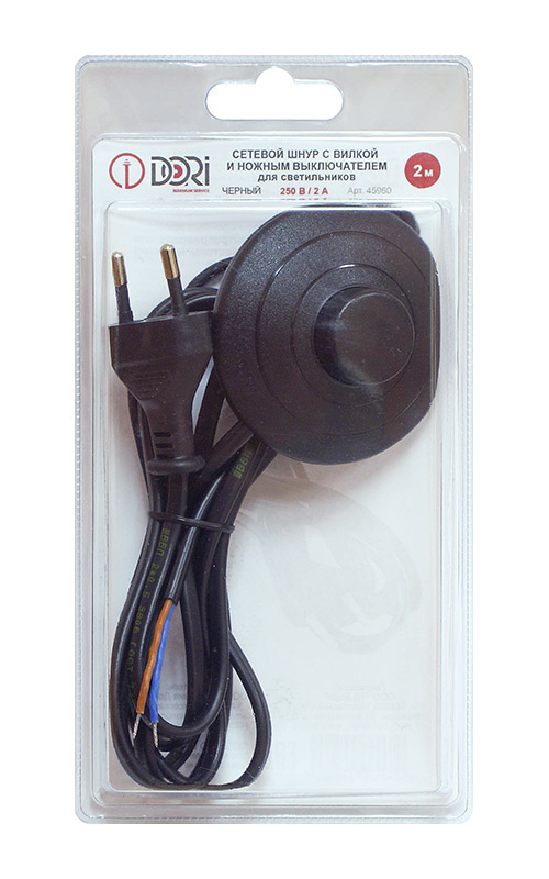 Провод электрический с вилкой DORI/шнур сетевой с ножным выключателем ...