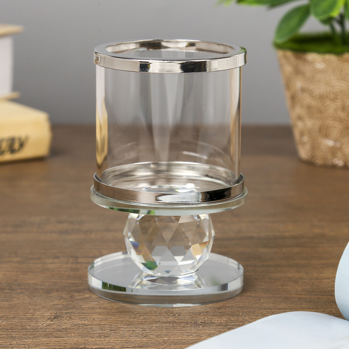Подсвечник на 1 свечу "Стаканчик на кристалле" прозрачный 11*7*7 см ...