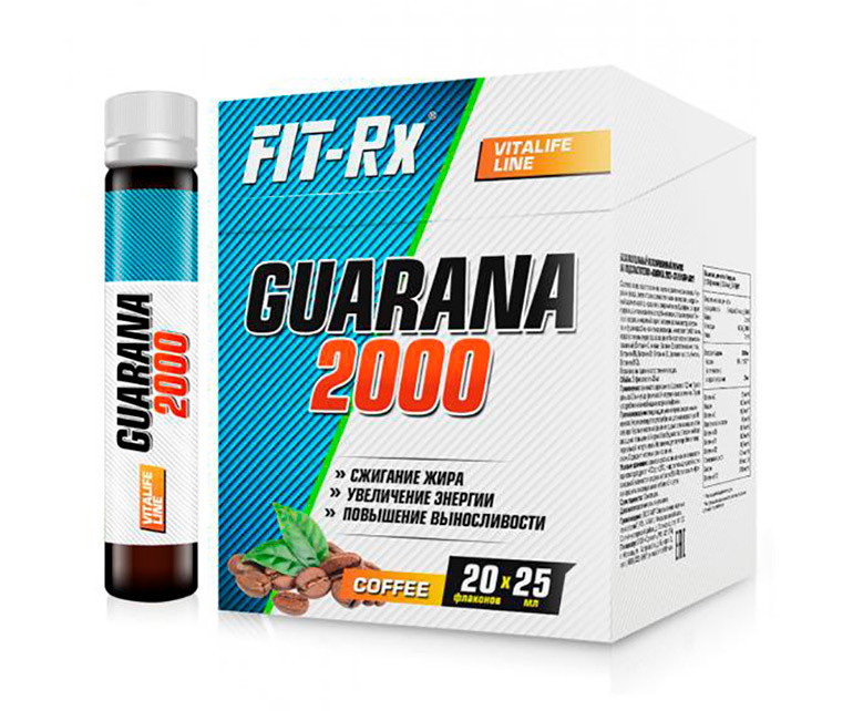 Энергетик FIT-Rx Guarana 2000, 20 шт по 25 мл, вкус: кофе - купить с доставкой по выгодным ценам ...