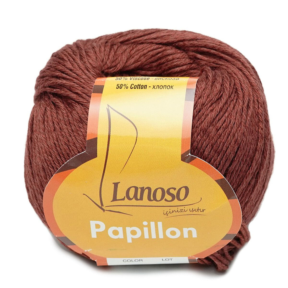 Пряжа Lanoso Papillon, 50 г: 16 (Красно-Коричневый) / 4 шт / 210 м / 50 ...