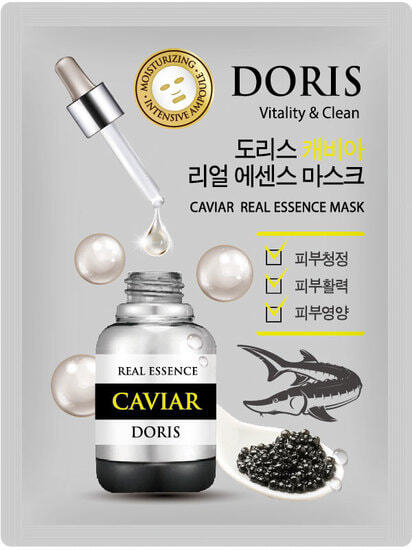 Jigott Тканевые маски для лица с экстрактом Икры Doris Real Essence Mask Caviar, 25мл х 10шт ...
