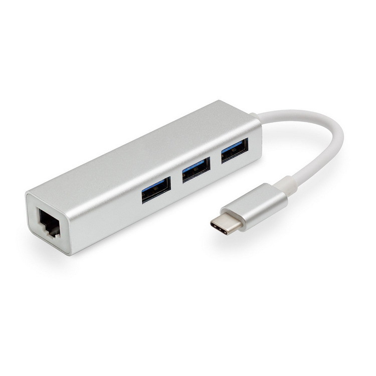Адаптер переходник хаб Usb3 1 Type C на 3x Usb3 0 Rj45 Lan до