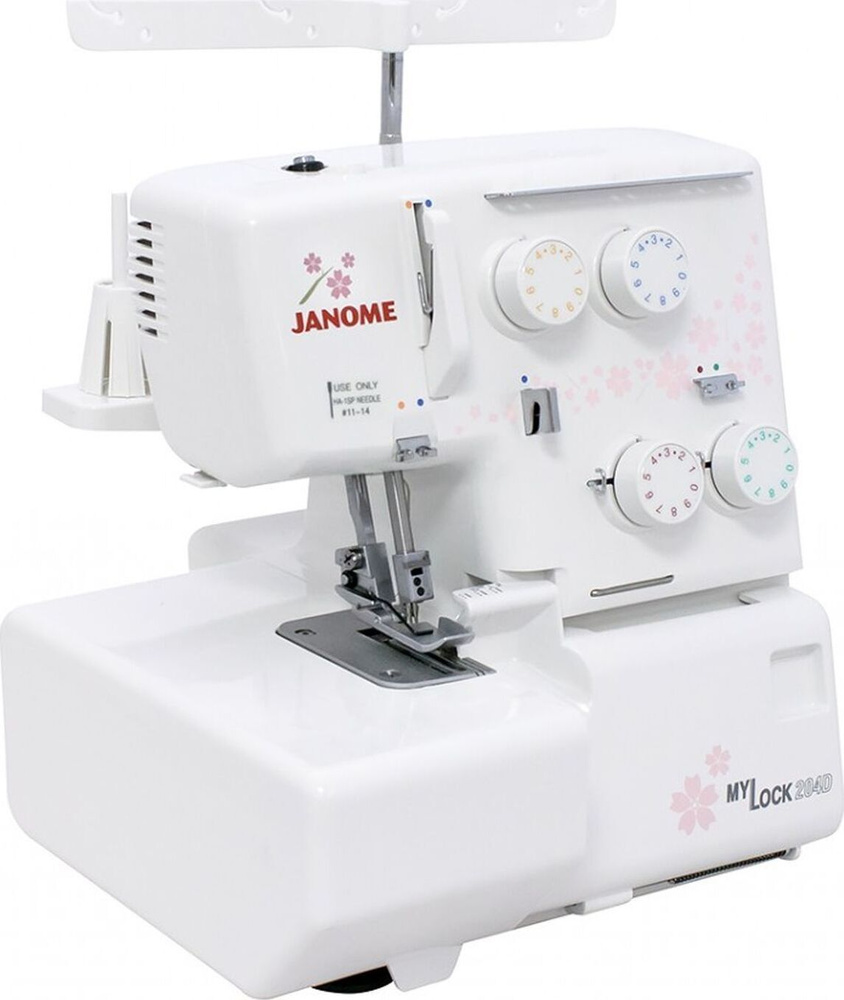 Оверлок Janome M-204D белый, количество нитей 4, ширина шва -5мм, длина ...