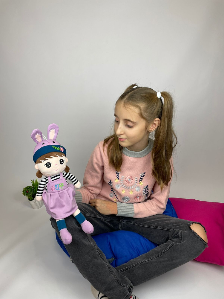 Кукла SIDORI в фиолетовом платье мягкая игрушка для девочек в одежде ...