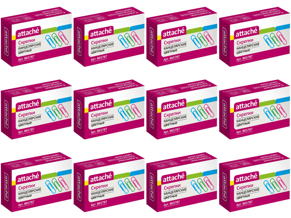 Attache Скрепки цветные 28 мм 100 шт, 12 уп купить на OZON по низкой цене (2239531032)
