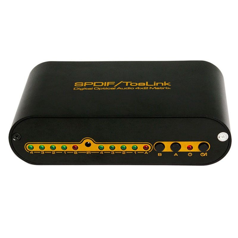 Spdif Toslink Digital Optical Audio 4X2 Switcher 4 In 2 Out Video ...