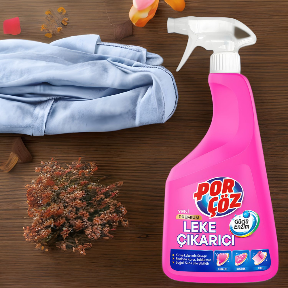 Пятновыводитель спрей PorCoz сильнодействующий для цветного, белого и детского белья. Средство ...