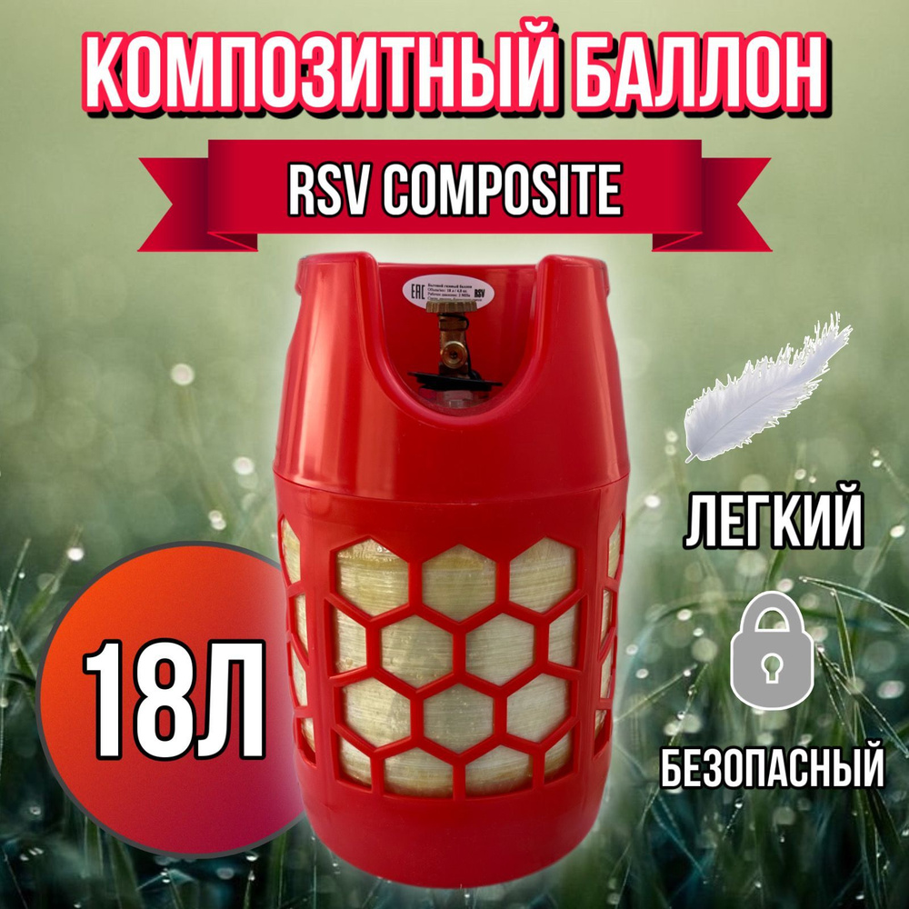 Баллон пропановый композитный 18 л (LPG/СУГ) RSV Composite - купить с ...