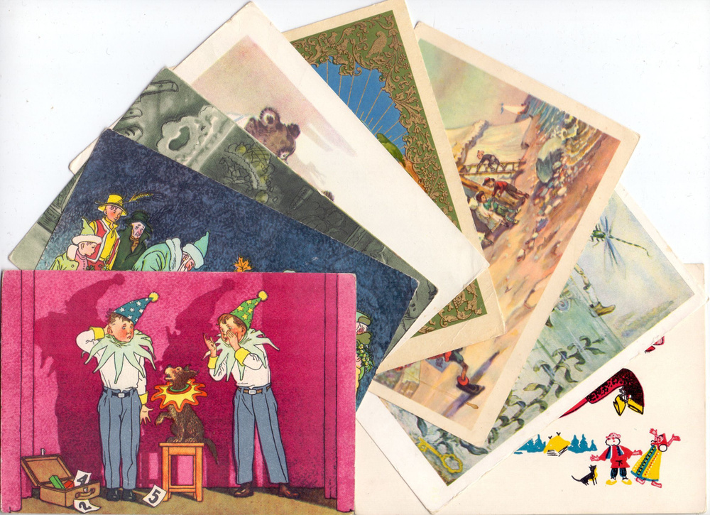 Набор открыток СССР. 1955-1959 годов. Иллюстрации к сказкам - Советский художник, Изогиз. Не ...