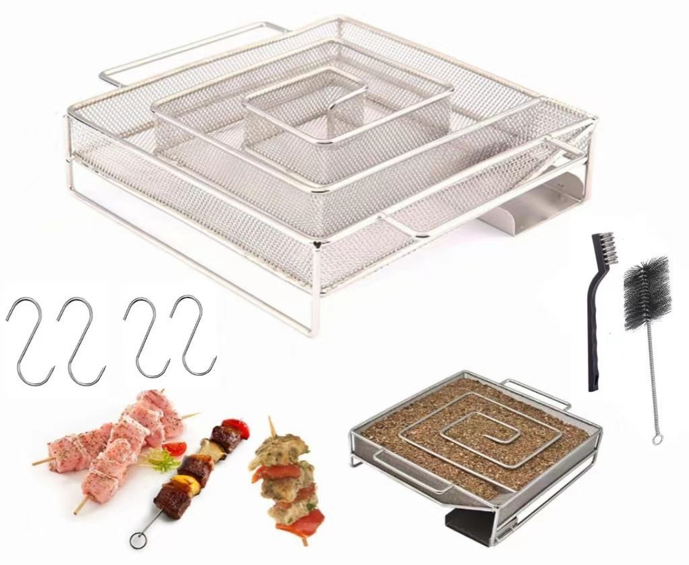 Дымогенератор пассивный лабиринтный для холодного копчения,С кистью и ...