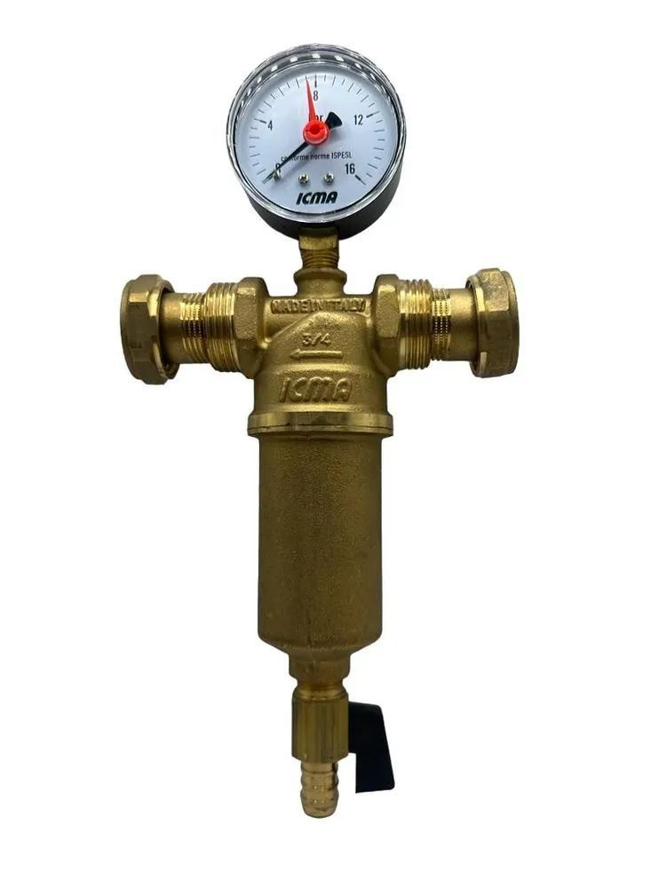 Фильтр ручной промывки (100 мкм) с "американкой", латунный, ICMA арт. 751, НР, 3/4 - купить в ...