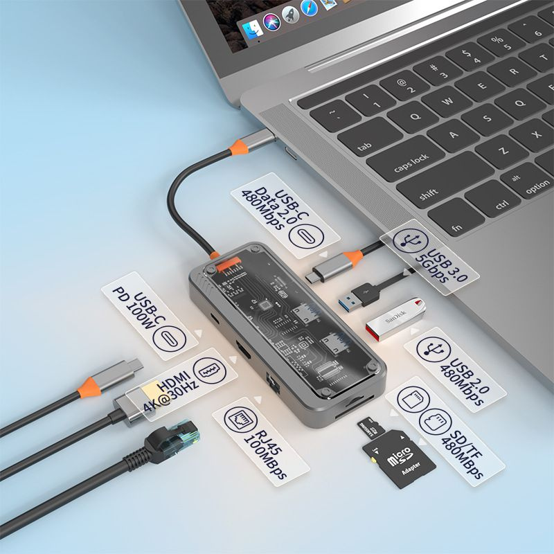Док станция концентратор Usb C типа C к Hdmi совместимому Ethernet