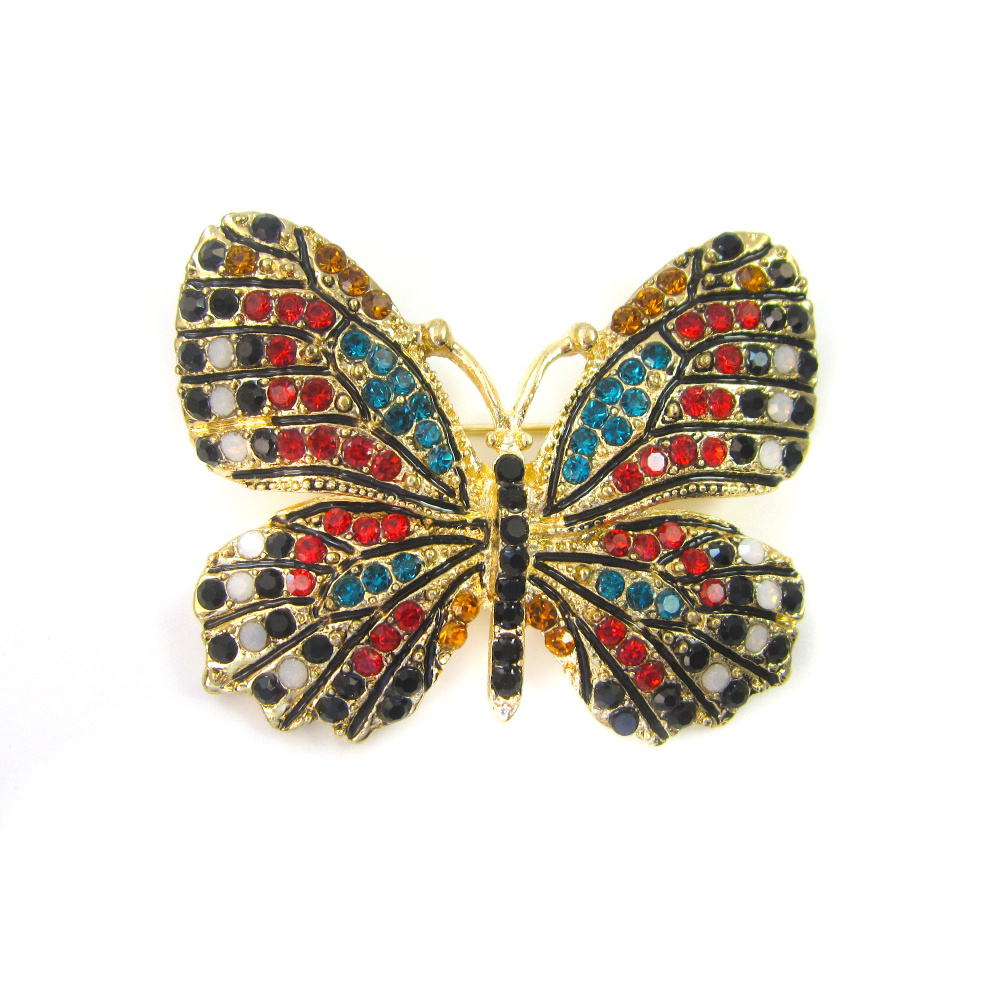 Красная и черная брошь-бабочка со стразами - купить с доставкой по ...