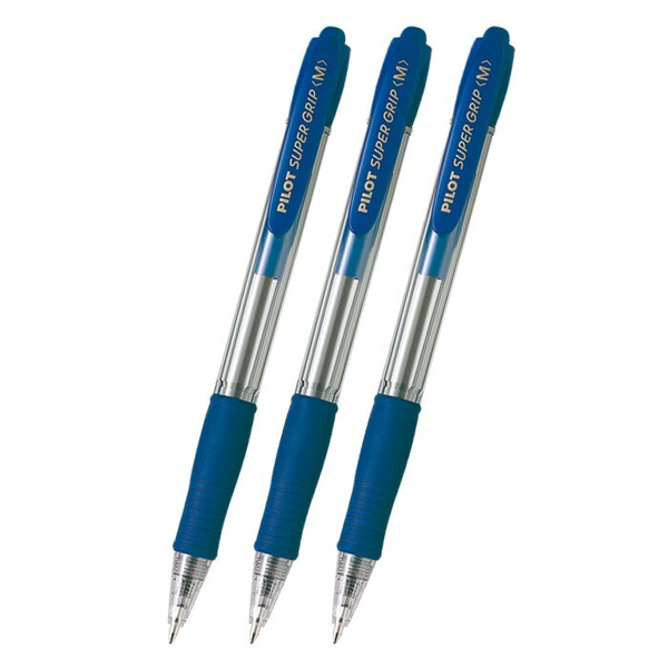 Набор из 3-х ручек PILOT Super Grip M ( 1.0 мм) шариковая ...
