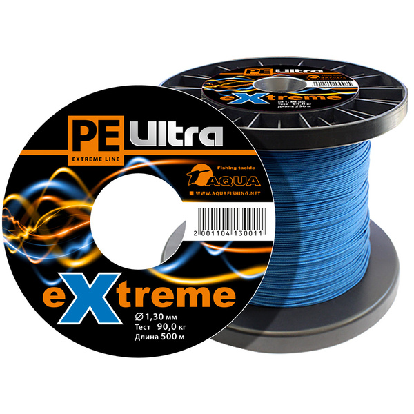 Плетеный шнур AQUA PE ULTRA EXTREME 1,30mm 500m синий 90kg, для ...