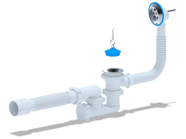 Сифон для ванны АНИ пласт E255, 1 1/2" регулируемый с гибкой трубой 40х50 мм купить на OZON по ...