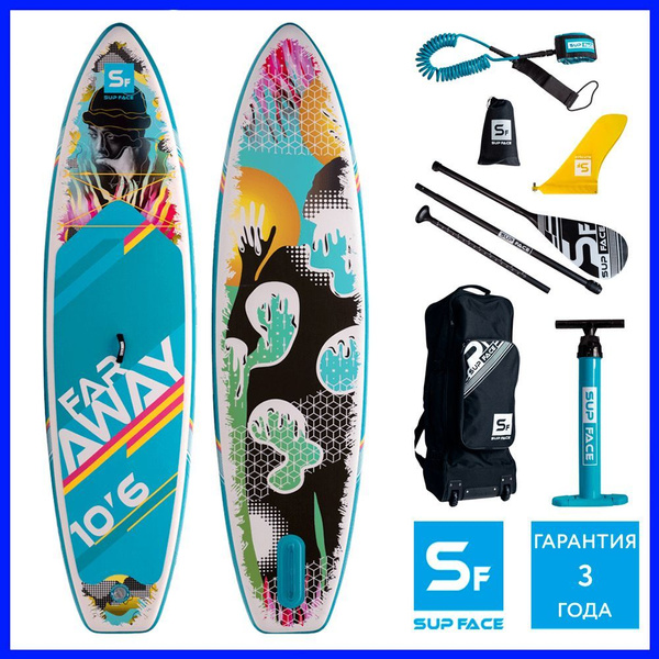 Сап борд SUP face Far Away 10.6x32x6 (320x81x15 см) надувной двухслойный / доска для плавания ...