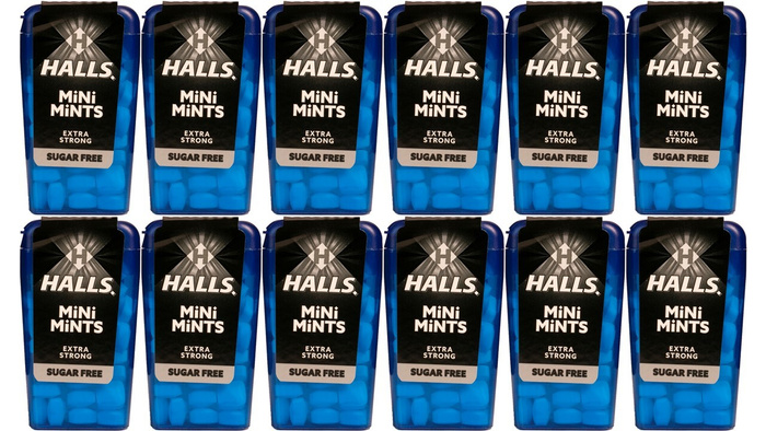 Конфеты HALLS Mini Mints без сахара со вкусом мяты и ментола, 12 шт по ...