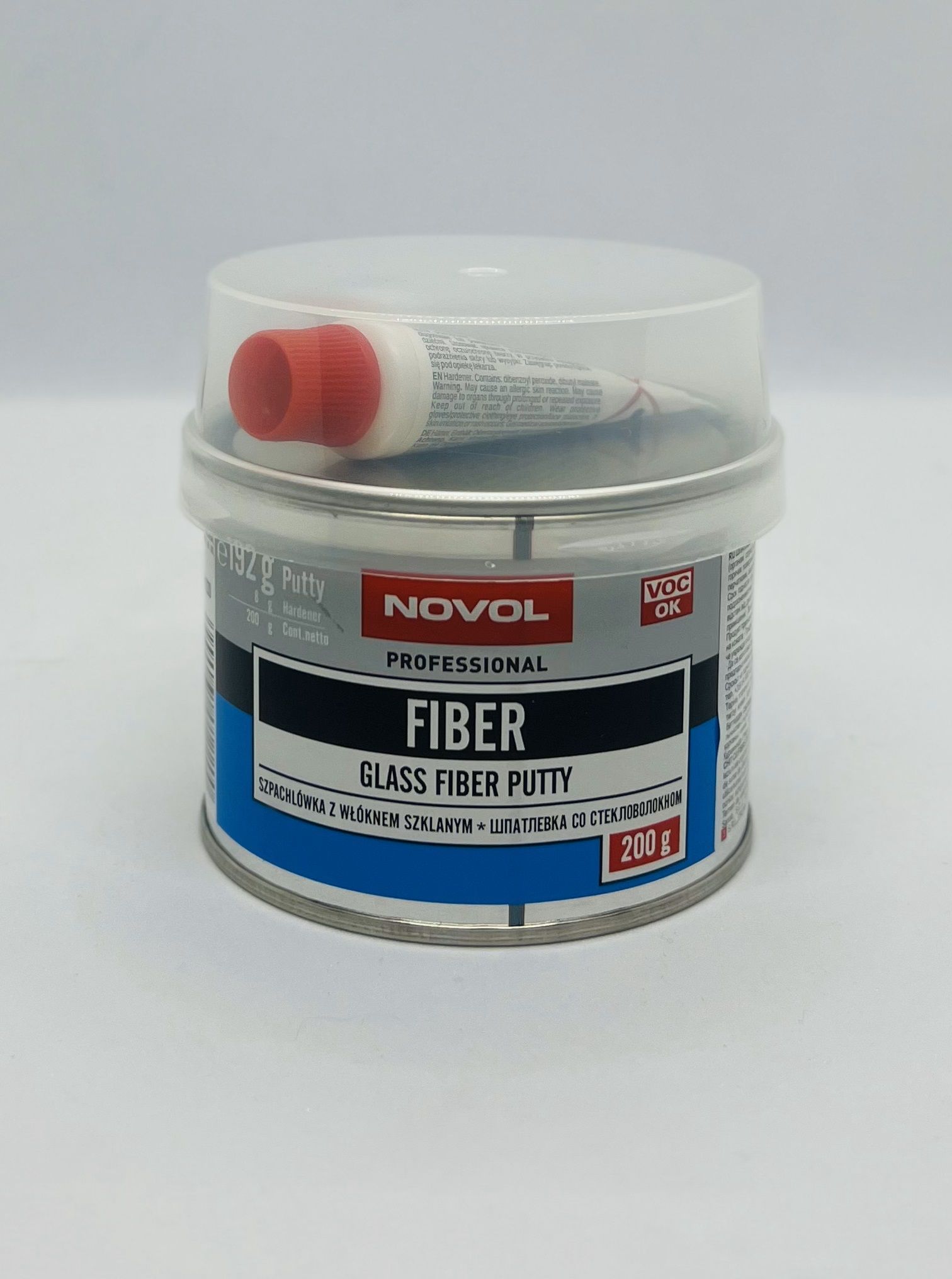 Шпатлевка автомобильная со стекловолокном Novol Fiber 200 г ...