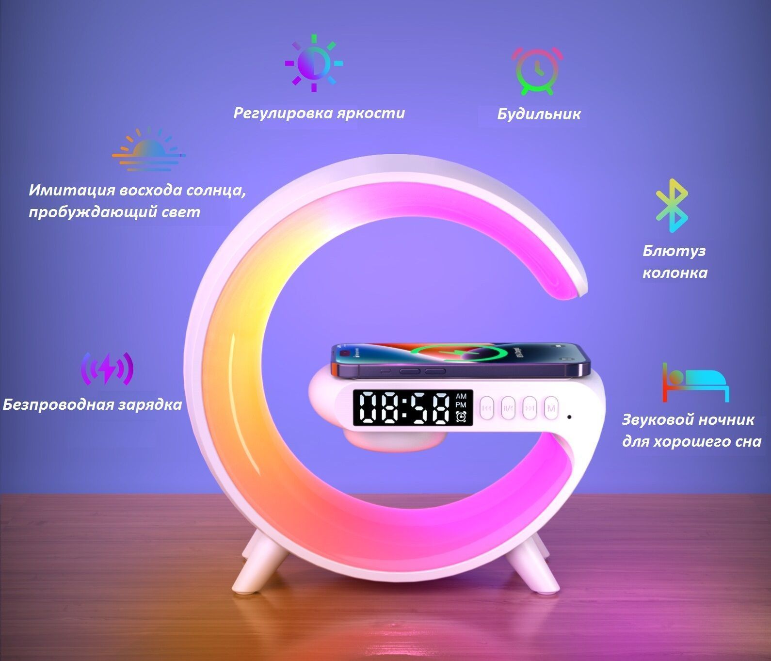 Купить Многофункциональный умный Светильник Ночник с беспроводной ...