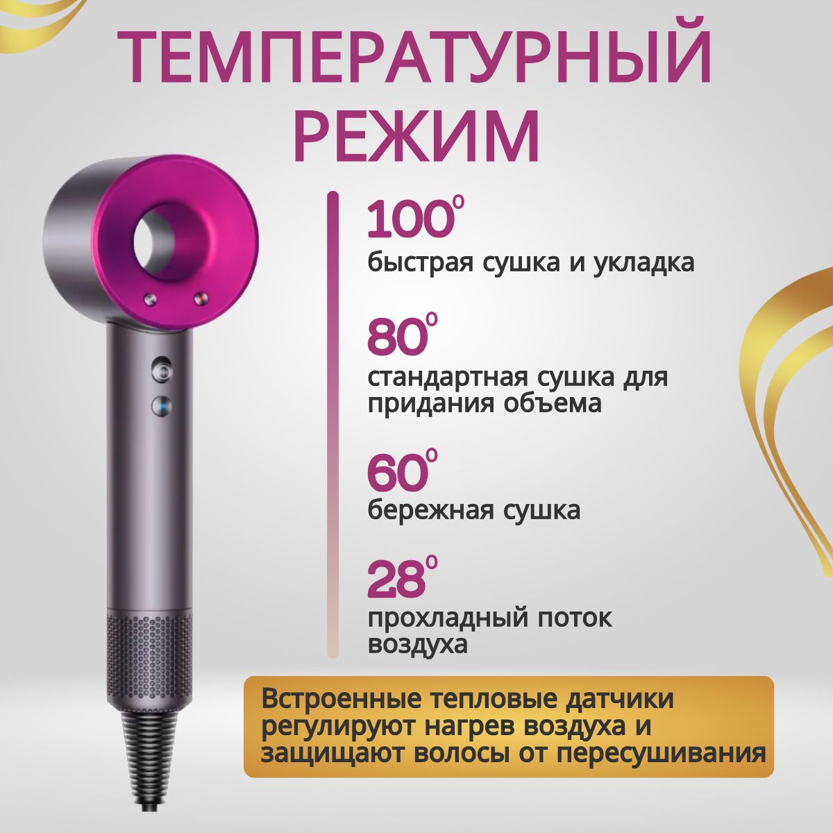 Фен для волос Super Hair Dryer, розовый, серый - купить по выгодным ...