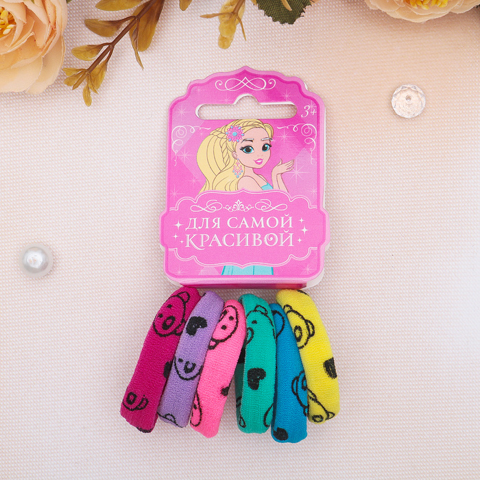 Резинка для волос Спорт (набор 6 шт) мордашки, микс - купить с ...