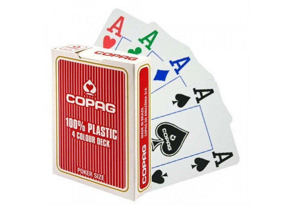 Игральные карты Copag 4 Colour / Четырёхцветные Jumbo Index, красные, 1 ...