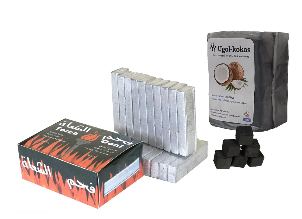 Уголь древесный прессованный Torch (Торчок) 60шт 400гр + Уголь для ...