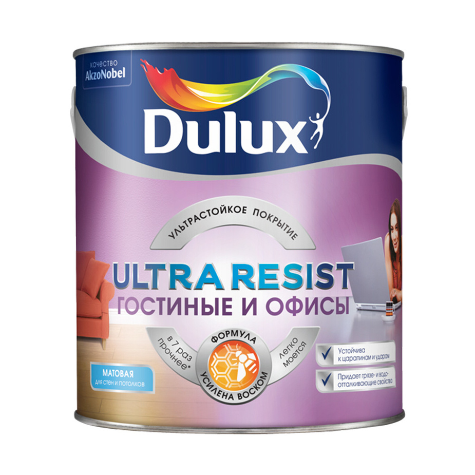 Краска DULUX Ultra Resist универсальная Гладкая, Латексная, Матовое ...