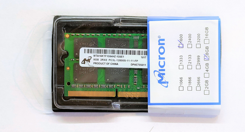 Модуль оперативной памяти Micron Ddr3l So Dimm 1 35v 1600mhz для