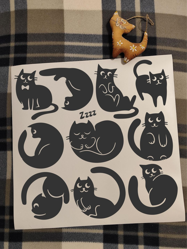 Наклейка интерьерная "Котики"/ коты наклейки / на шкафчики купить по ...