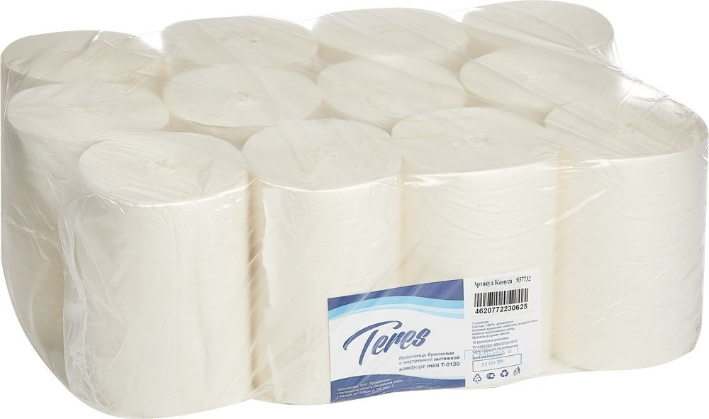 Полотенца бумажные Teres для диспенсера Комфорт мини, 1 слой, 120 м, 12 ...
