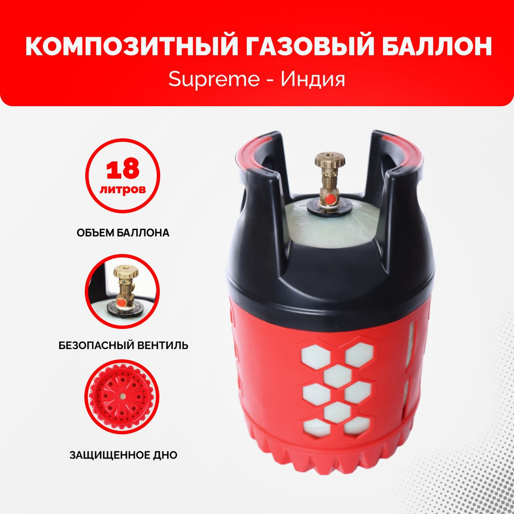 Композитный пропановый газовый баллон Supreme 18 л. вентиль СНГ SHELL ...