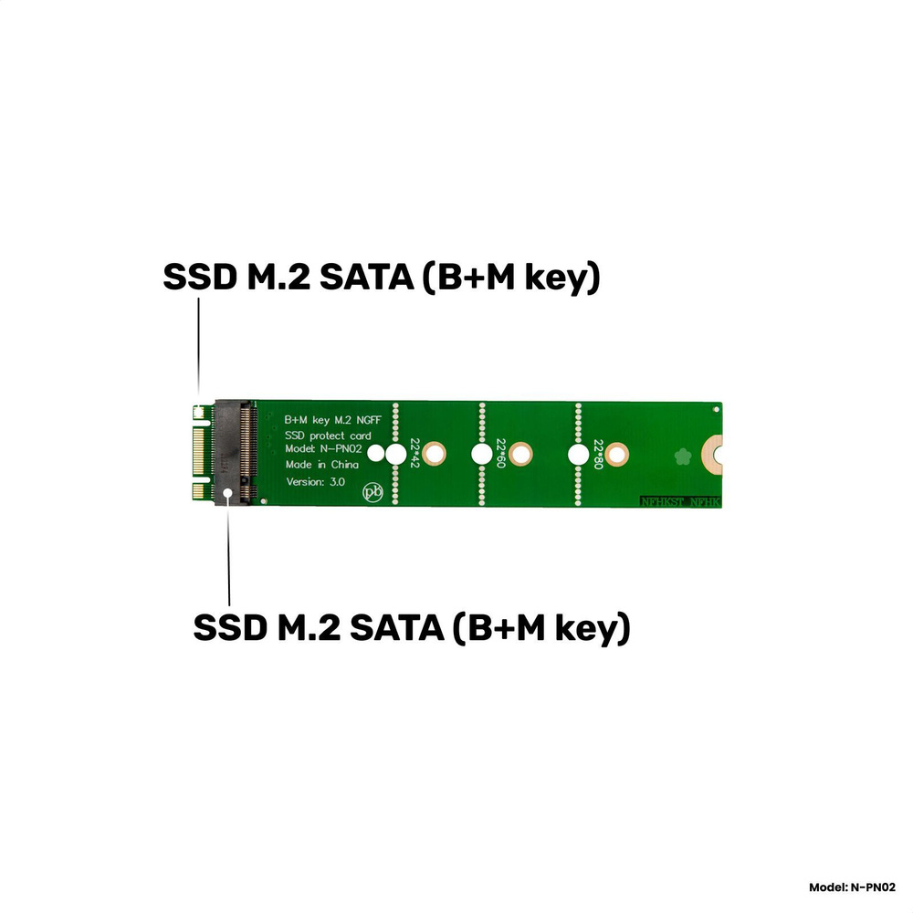 Адаптер-переходник для защиты разъема SSD M.2 SATA (B+M key), NFHK N ...