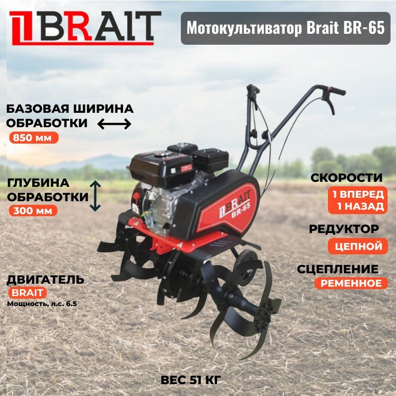 Мотокультиватор Brait ВR-65 - купить мотоблок по выгодной цене в интернет-магазине OZON (892082718)