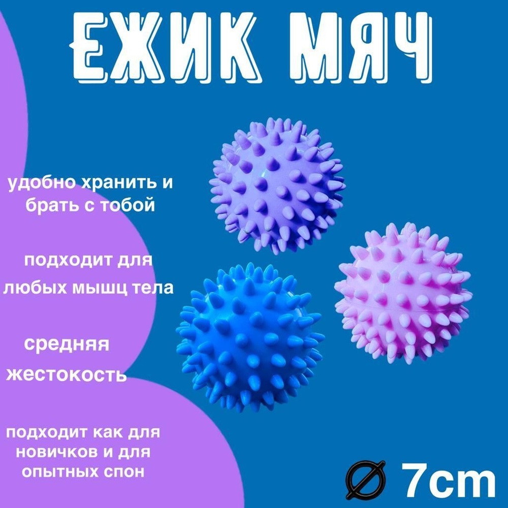 Набор массажных мячей для МФР , фитнеса и йоги . Ежик с шипами жесткий ...