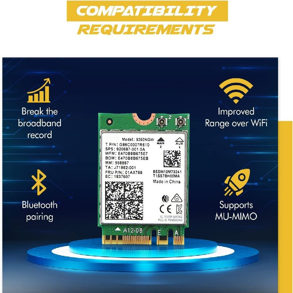9260NGW IEEE 802.11ac Bluetooth 5.0 Беспроводной адаптер Wi-Fi ...