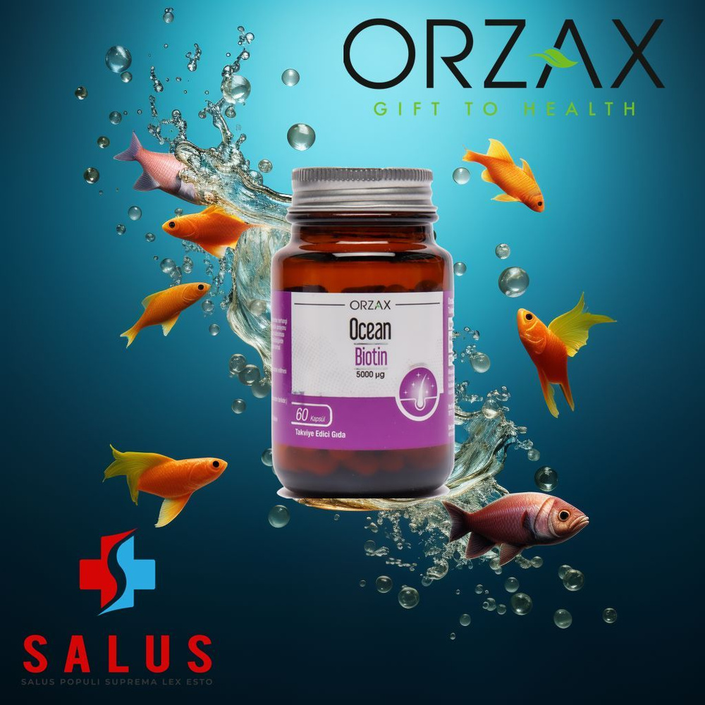 ORZAX OCEAN BIOTIN 5000 mcg - 60 capsules/ Орзакс Океан Биотин 5000 мкг ...