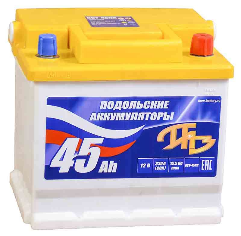Аккумулятор автомобильный ПАЗ Подольские Аккумуляторы 45 А/ч 410 А обр ...