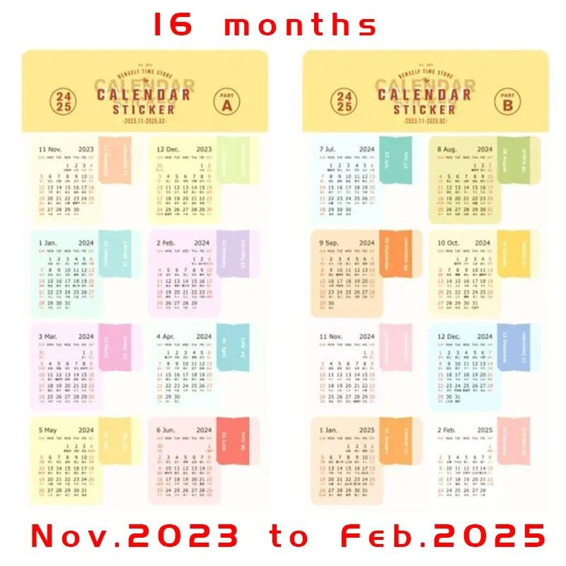 Винтажные наклейки для календаря на 2024 год этикетки для ежемесячного