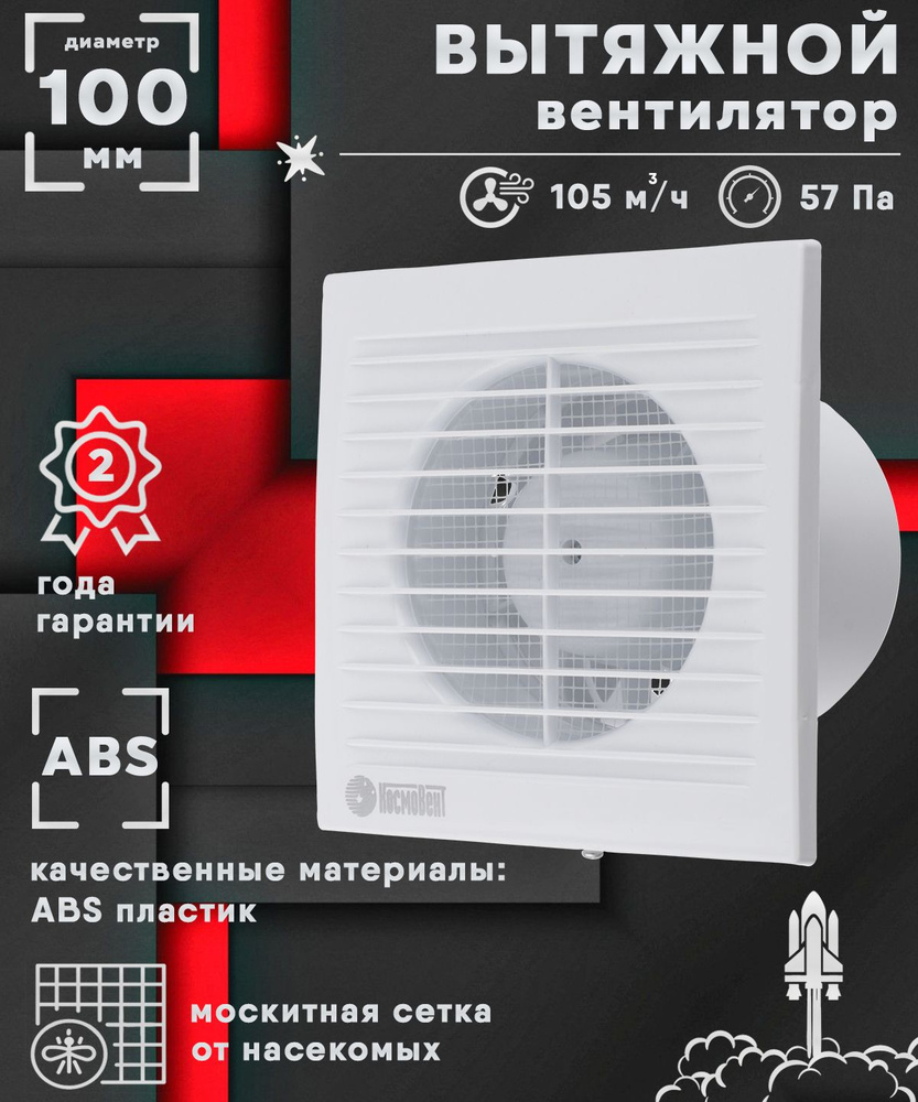 В100, Вентилятор вытяжной диаметр 100 мм с москитной сеткой - купить по ...