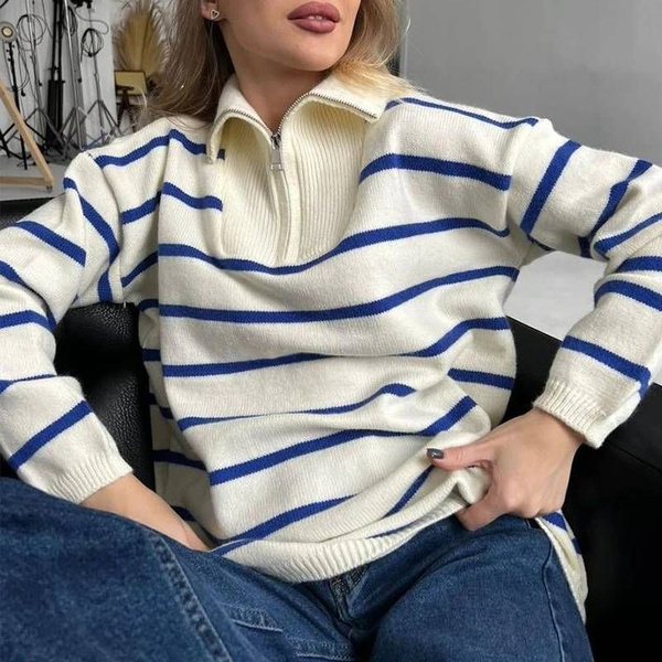 Свитер Женский SAIMEIQI синий, размер универсальный Без застежки оверсайз Однотонный Россия ...